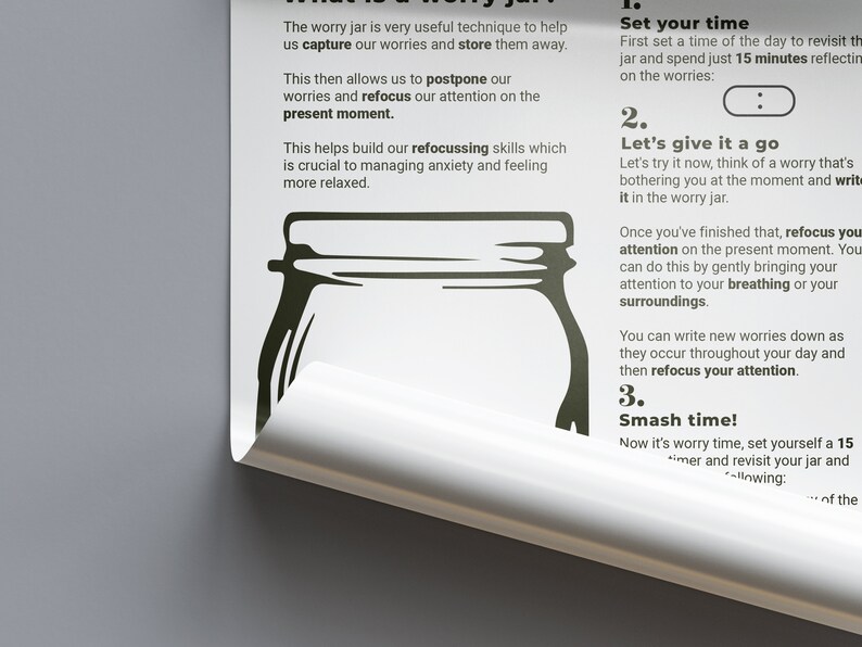 Worry Jar Handout - Anxiety Management Technique - Refocussing Skills ...