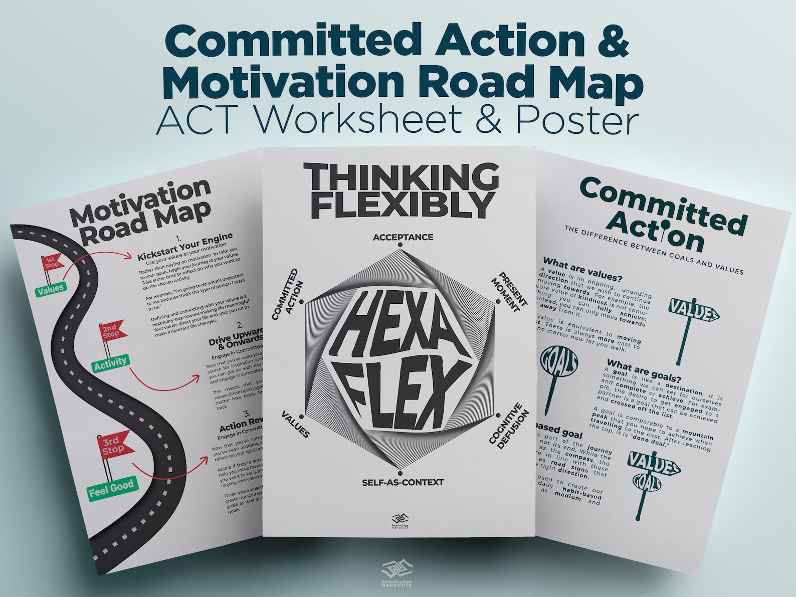 Acceptance and Commitment Therapy Worksheets Bundle, Committed Action ...