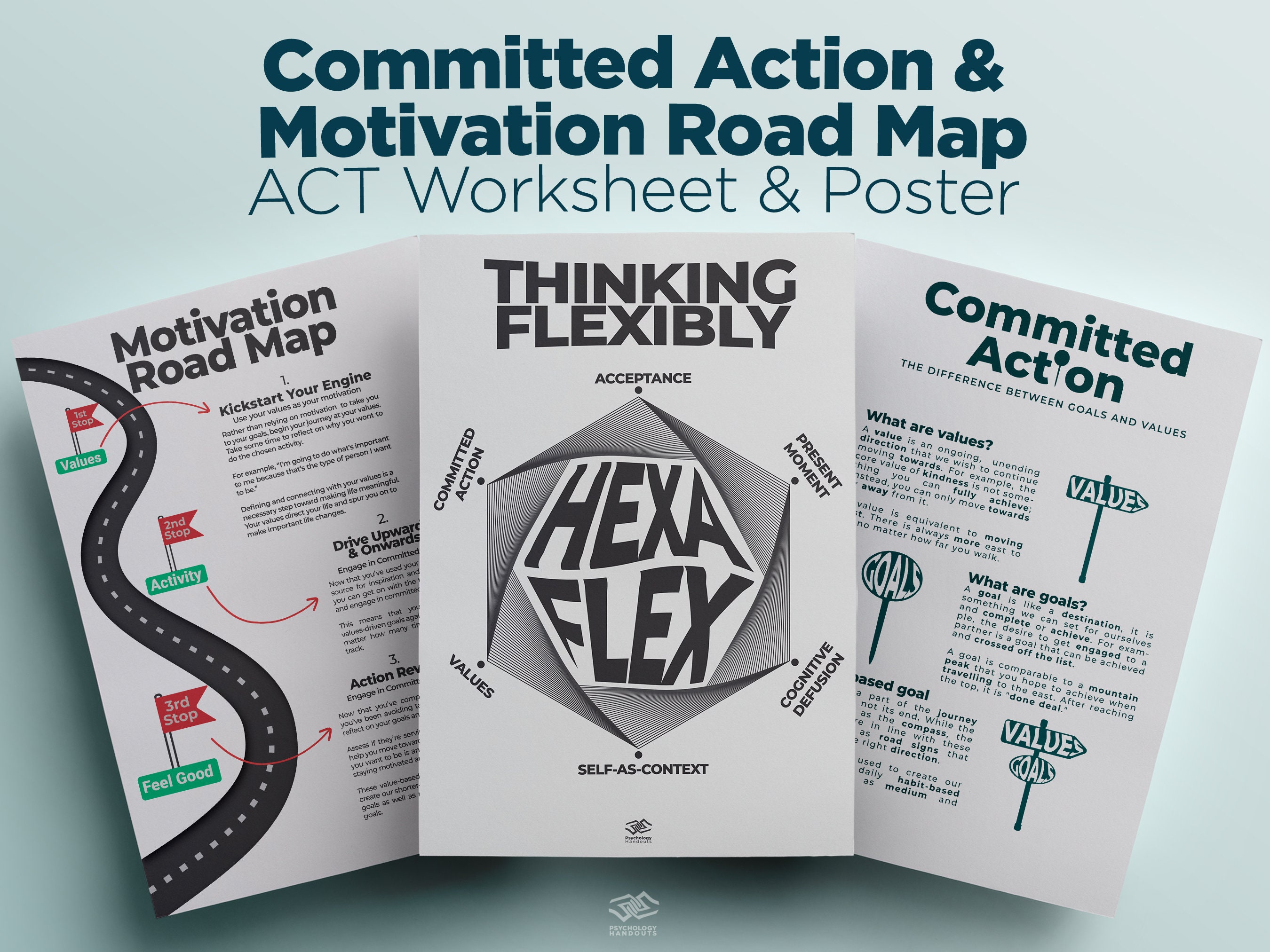 Acceptance and Commitment Therapy Worksheets Bundle, Committed Action ...