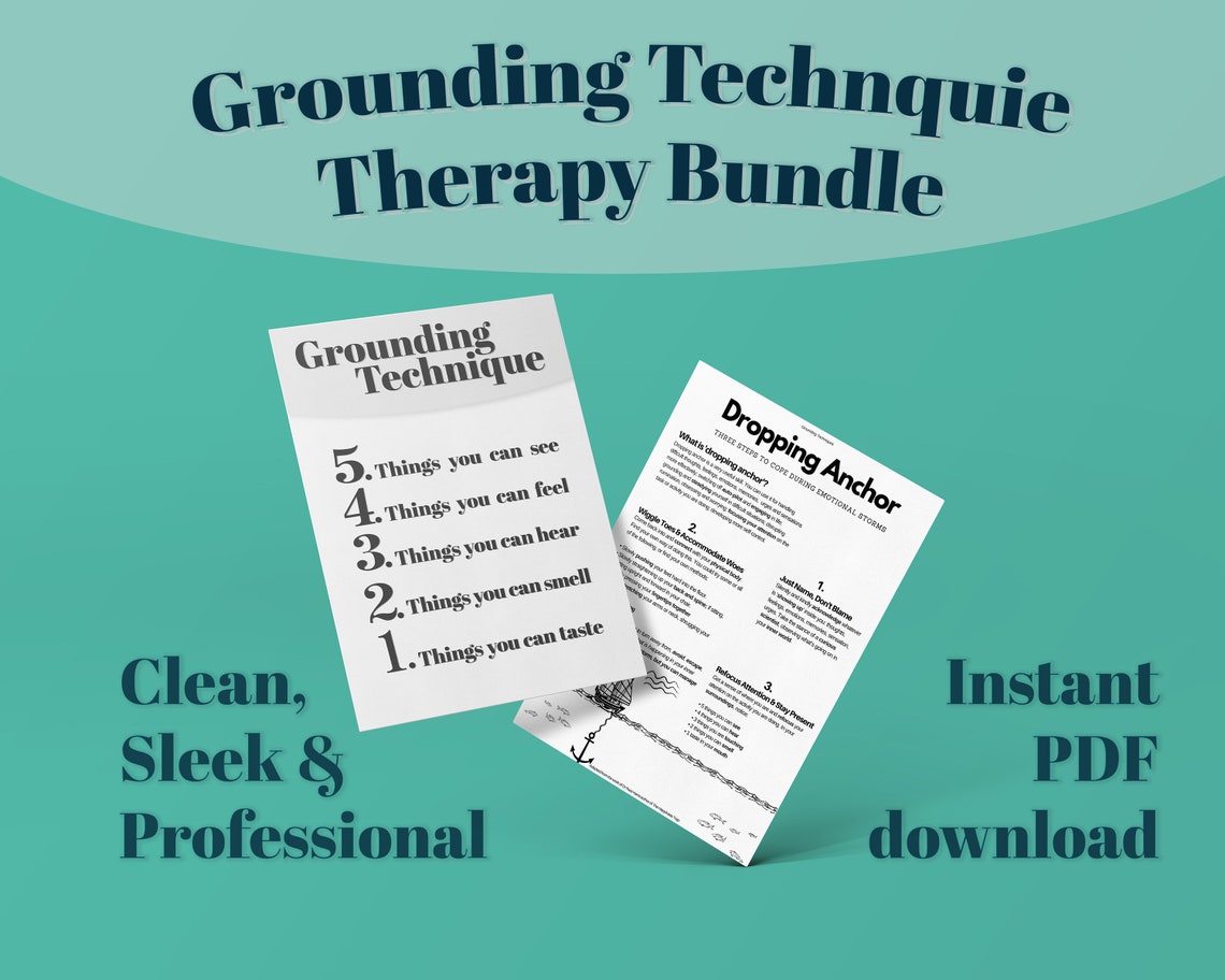 Dropping Anchor & 5-4-3-2-1 Grounding Exercise Worksheet Bundle ...