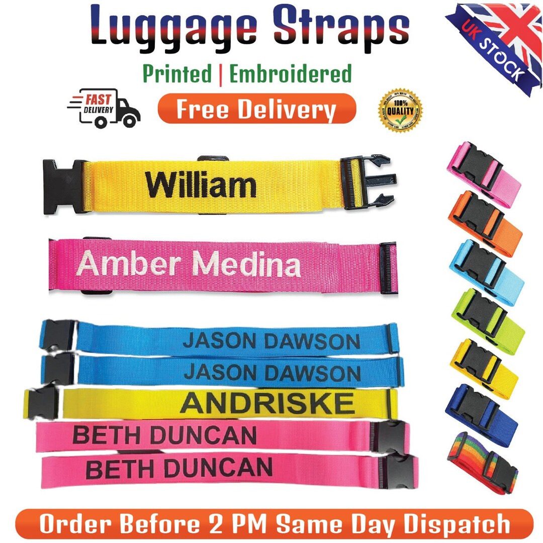 Luggage Straps Safety Suitcase Belt Personalised Custom Printed or ...