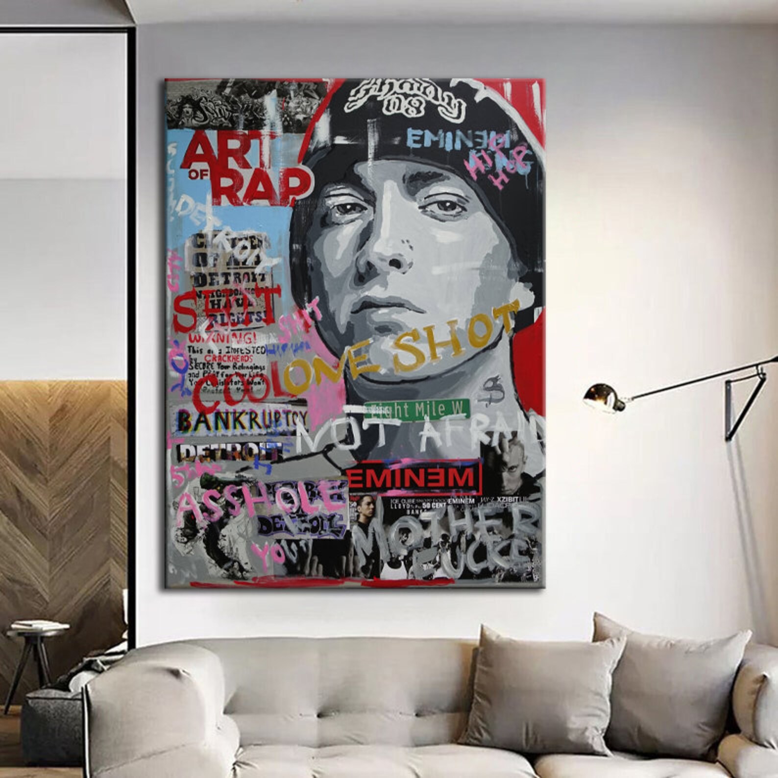 Eminem Graffiti Canvas Print Eminem Wall Art Rapper Graffiti Canvas Art ...