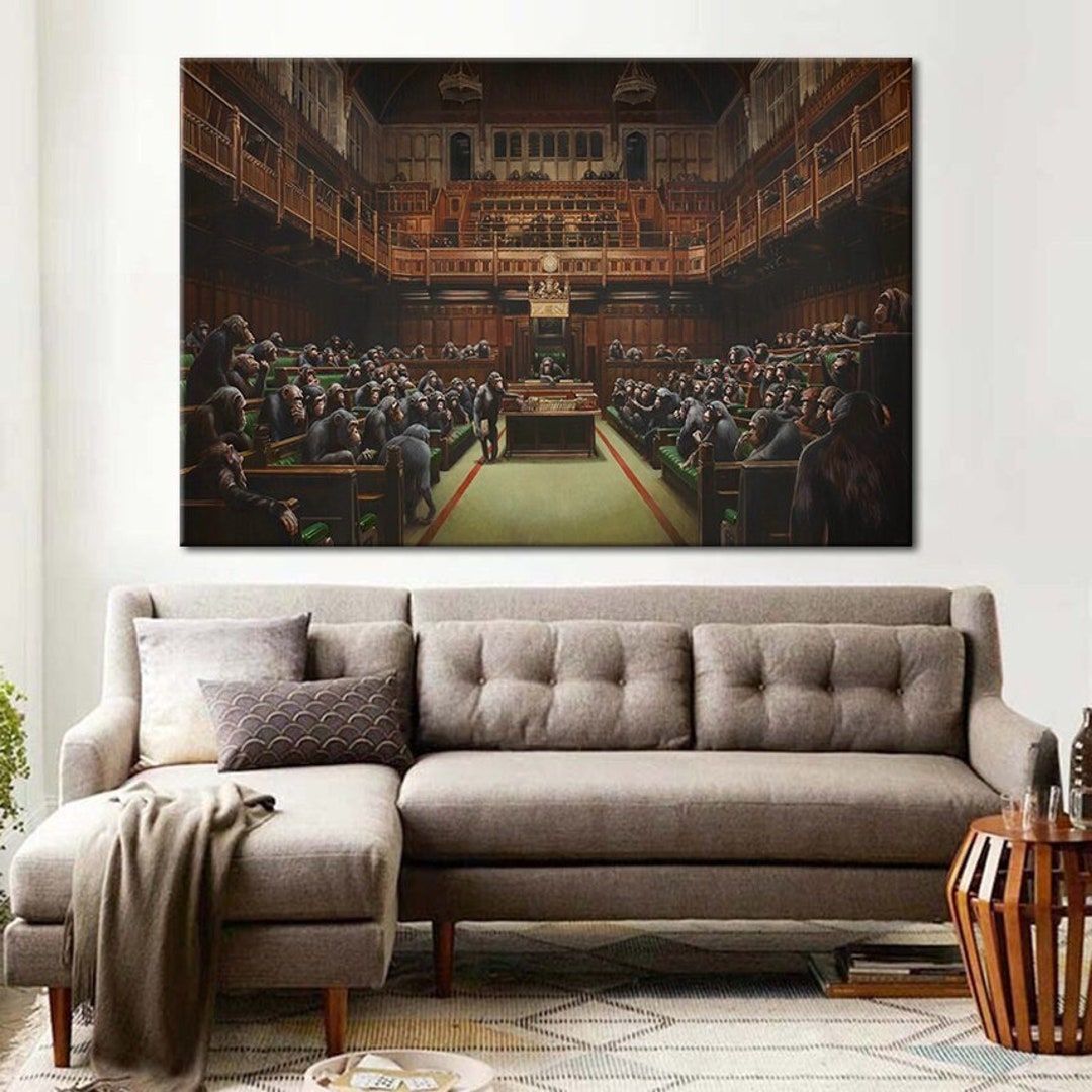 Banksy Devolved Parliament Canvas Print - Banksy Wall Art - Banksy's ...