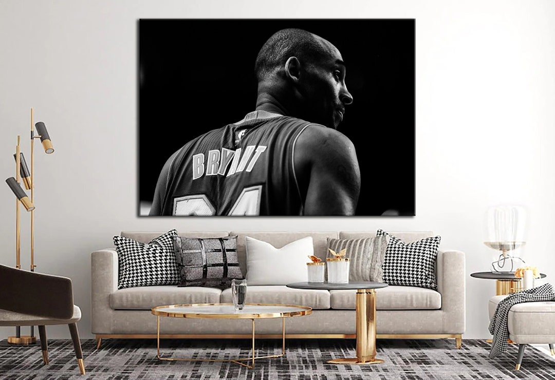 Kobe Bryant Canvas Print - Bryant Wall Art - Kobe Bryant B&W Wall Decor ...