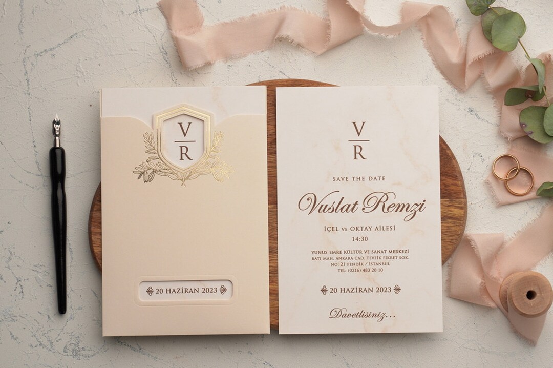 Ivory Color Wedding Invitation, Noble Invitation, Cream Wedding ...
