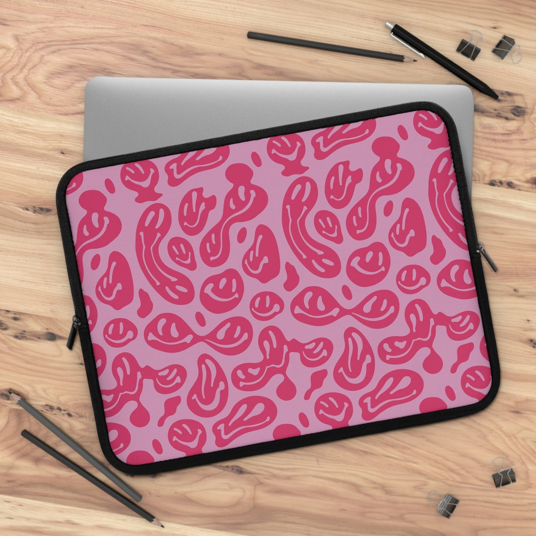 Hot Pink Trippy Smiley Face Laptop Sleeve - Etsy