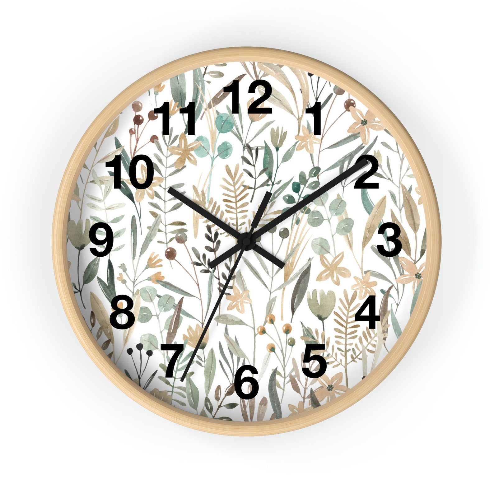 Boho Botanical Wooden Wall Clock Decorative Clock Woodland - Etsy