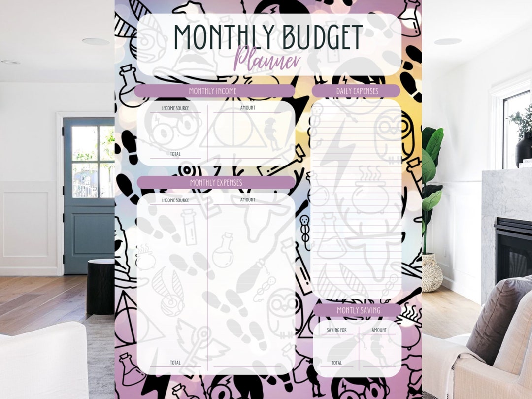 Monthly Budget Sheet- Printable- Wizard School- Magic School- Planner ...