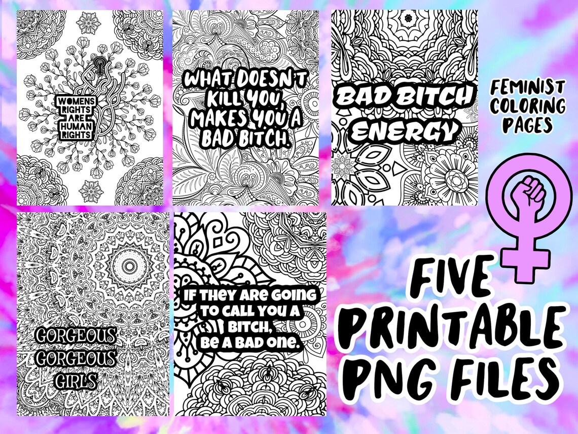 Feminist Coloring Pages Adult Coloring Pages PNG Digital - Etsy