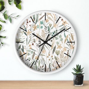 Boho Botanical Wooden Wall Clock Decorative Clock Woodland - Etsy