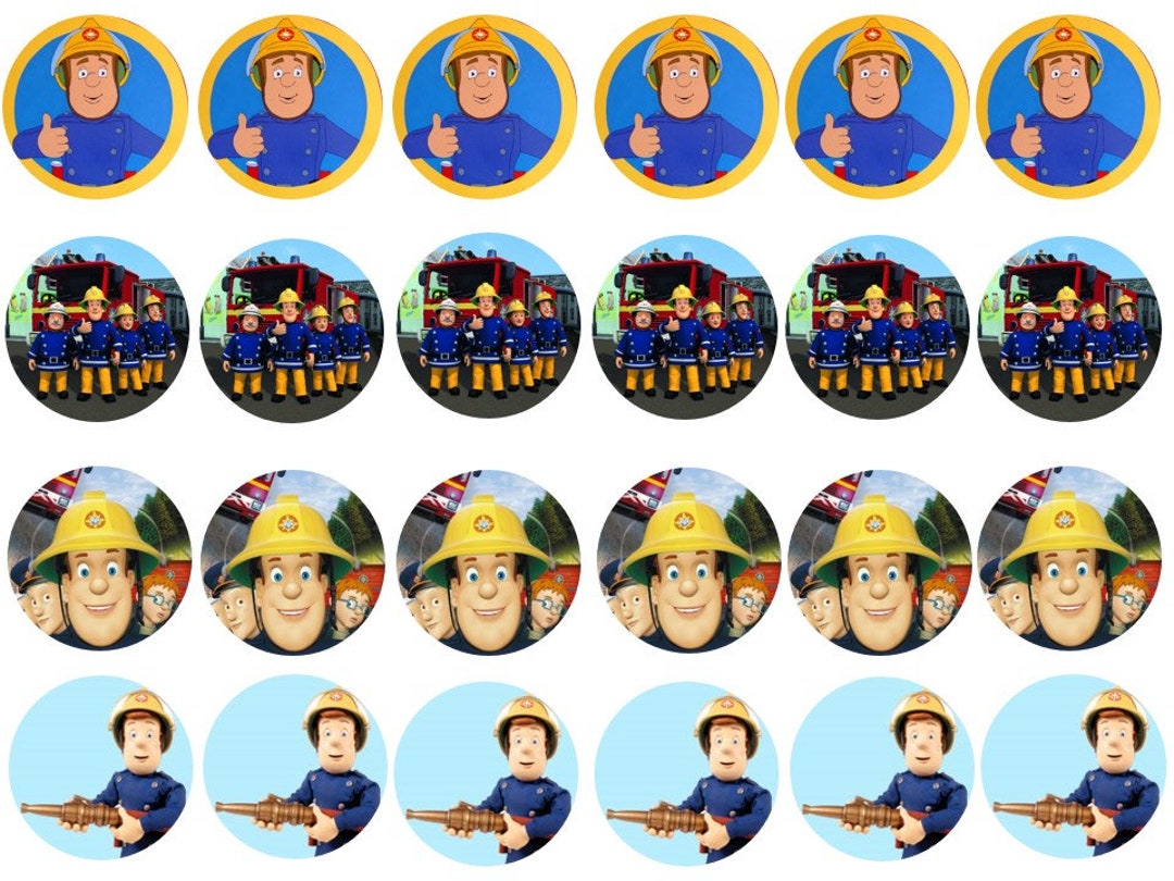 Fireman Sam Cake Toppers Edible 24 X 4cm for Cupcakes or - Etsy UK