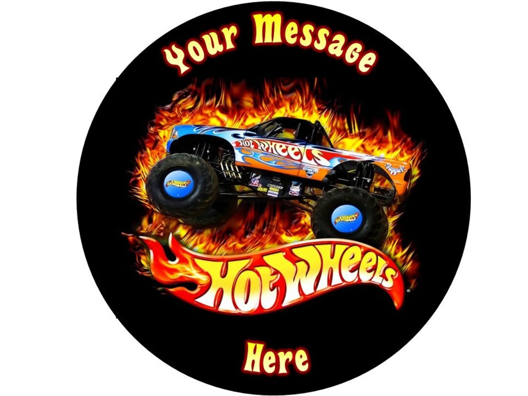 7.5 Inch Round Hot Wheels Edible Cake Topper Personalised - Etsy