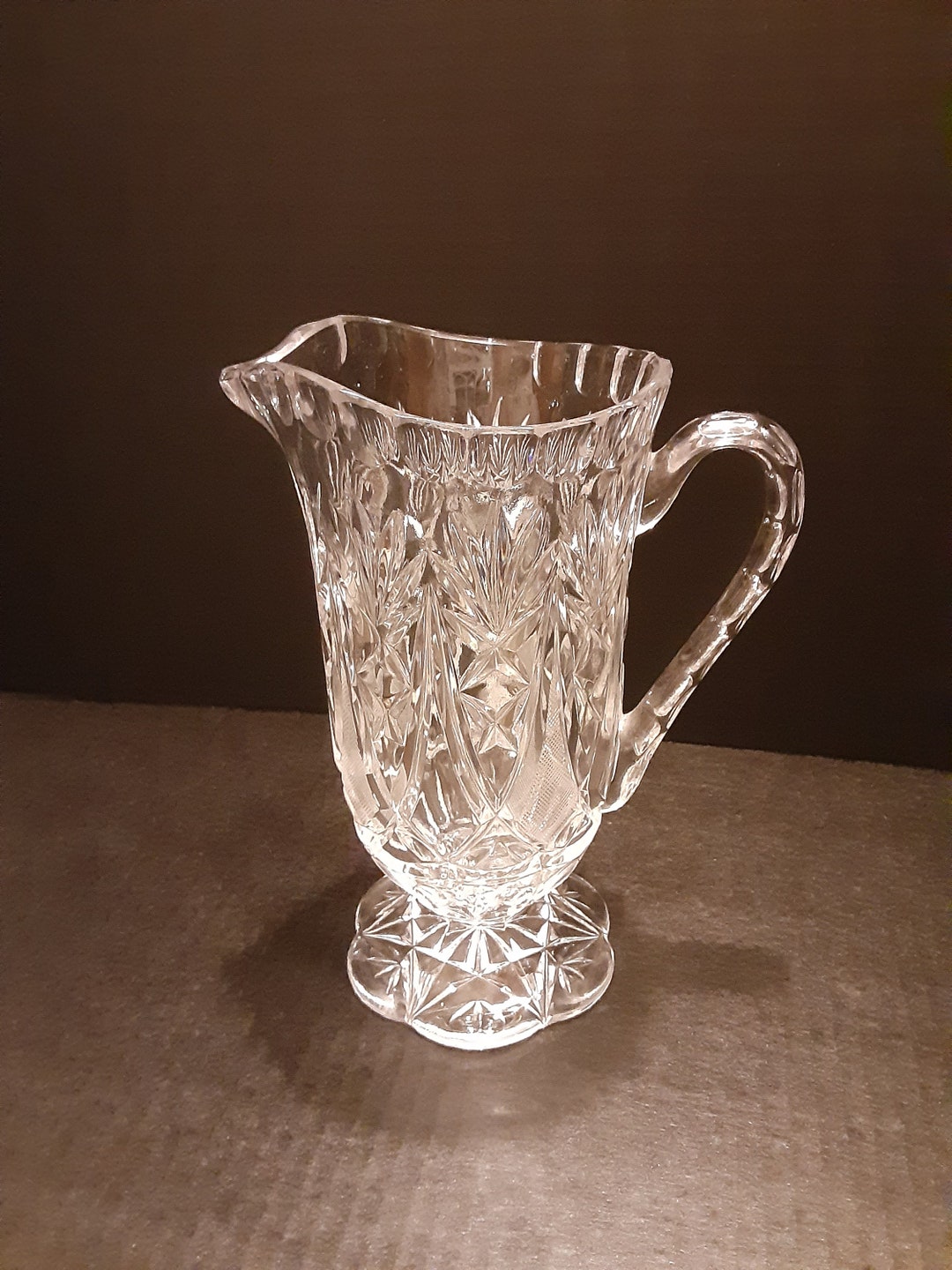 Vintage American Brilliant Cut Crystal Glass Water Pitcher - Etsy