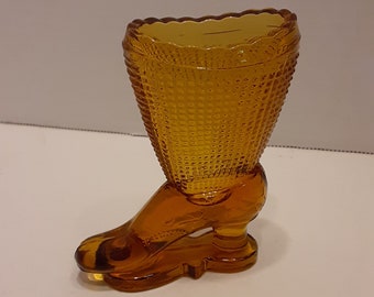 L.E. Smith Amber Glass Boot - Etsy
