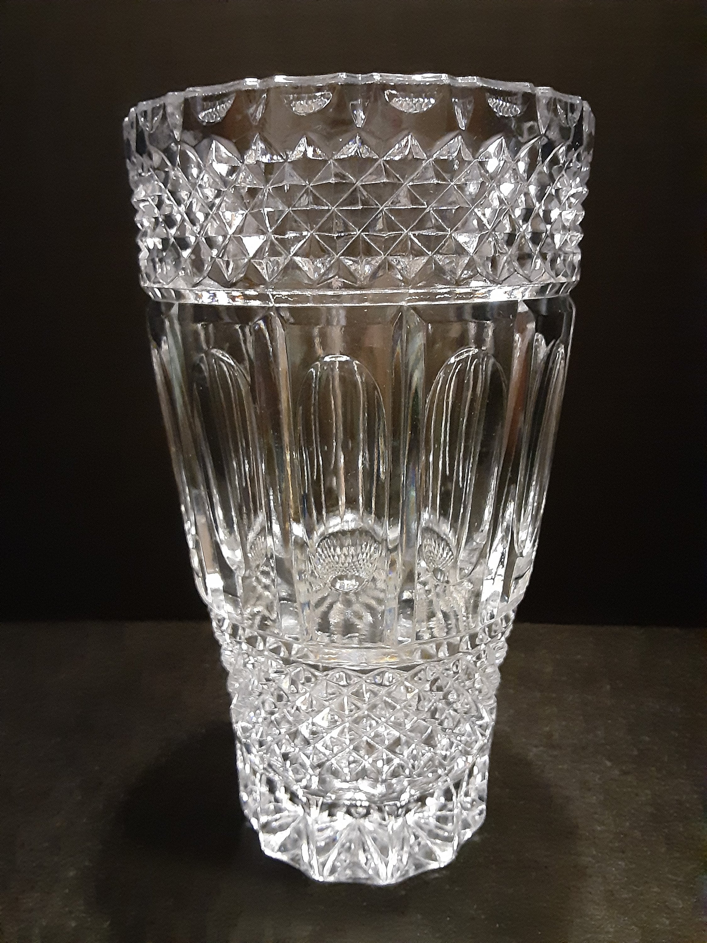 Vintage Elegant French Crystal Cut Glass Diamond Pattern Vase - Etsy