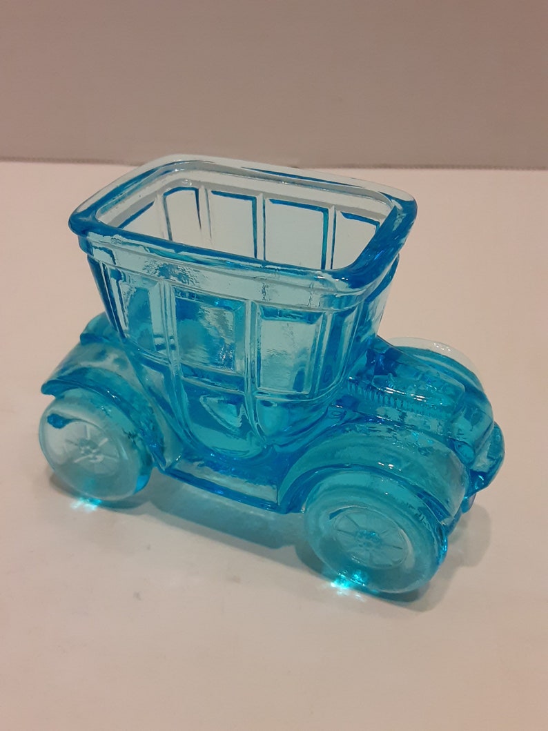 Vintage Aqua Blue Glass Old Car Automobile Toothpick Holder - Etsy