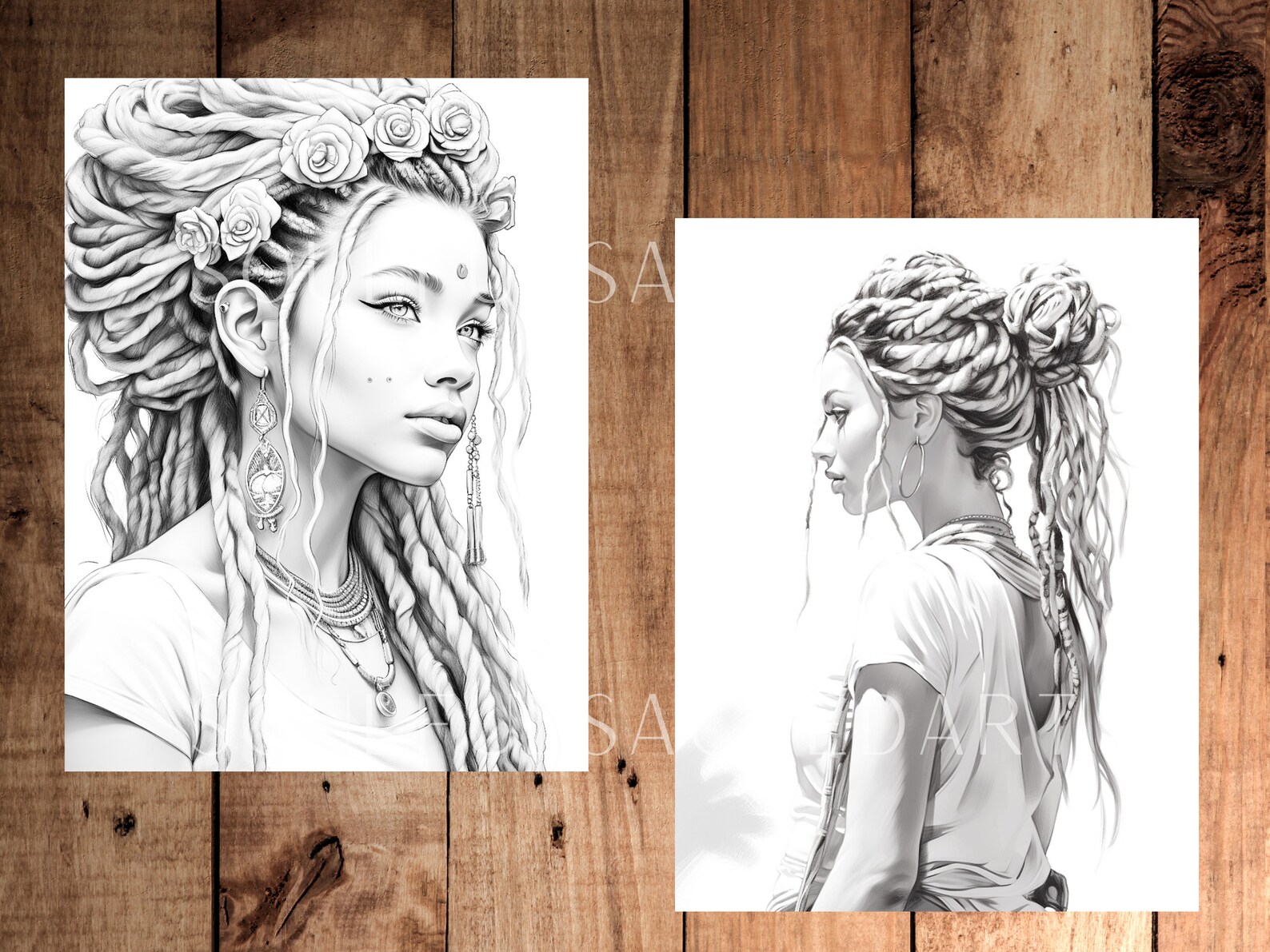 28 Dreadlock Coloring Pages & Book - Digital Instant Download ...