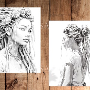 28 Dreadlock Coloring Pages & Book - Digital Instant Download ...