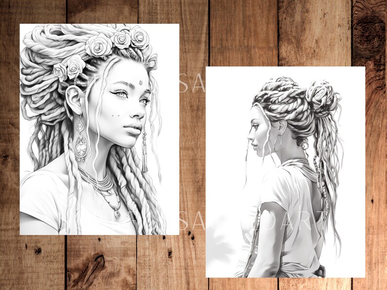 28 Dreadlock Coloring Pages & Book - Digital Instant Download ...