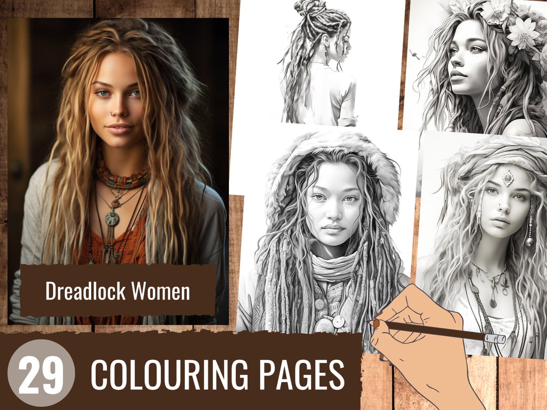 28 Dreadlock Coloring Pages & Book - Digital Instant Download ...