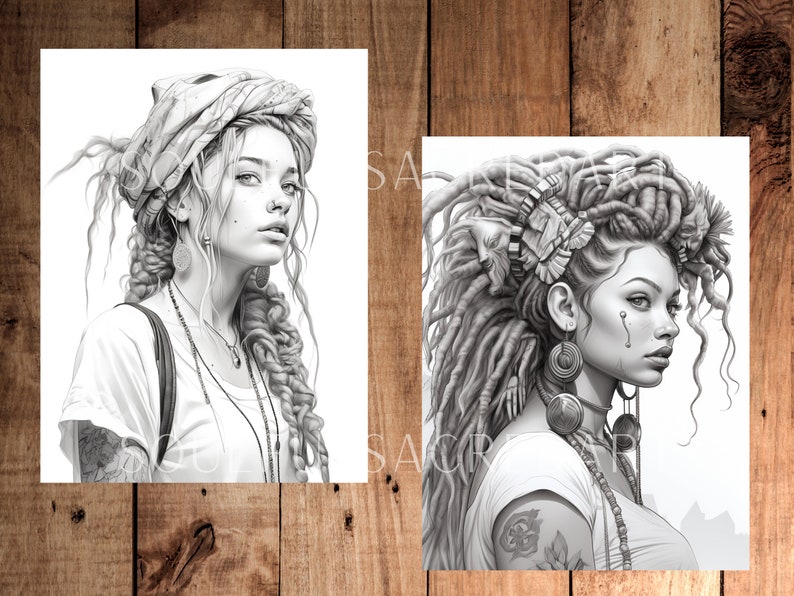 28 Dreadlock Coloring Pages & Book - Digital Instant Download ...