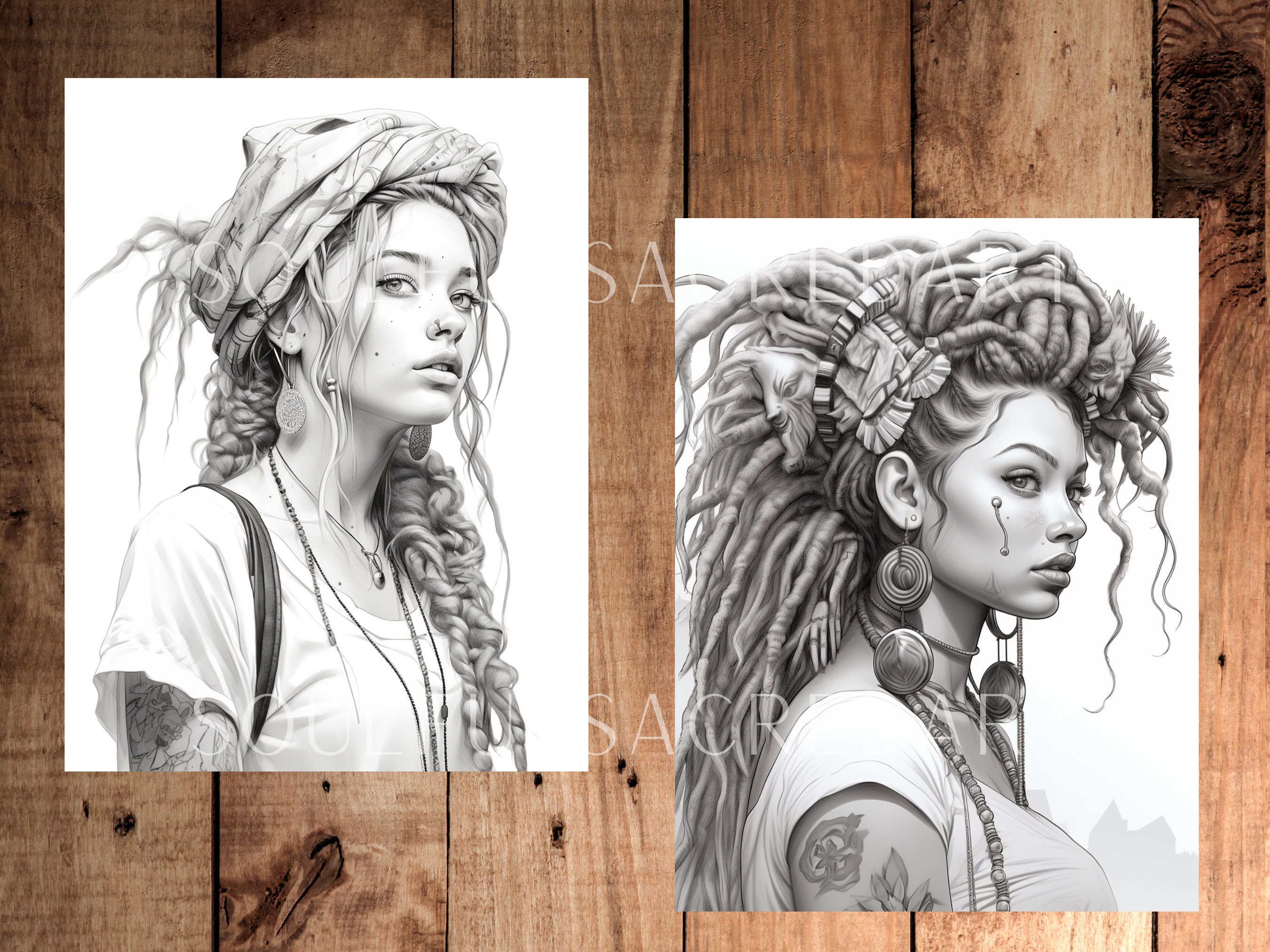 28 Dreadlock Coloring Pages & Book - Digital Instant Download ...