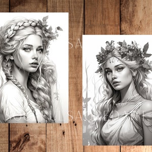 27 Forest Elf Women Coloring Pages and Book - Digital Instant Download ...