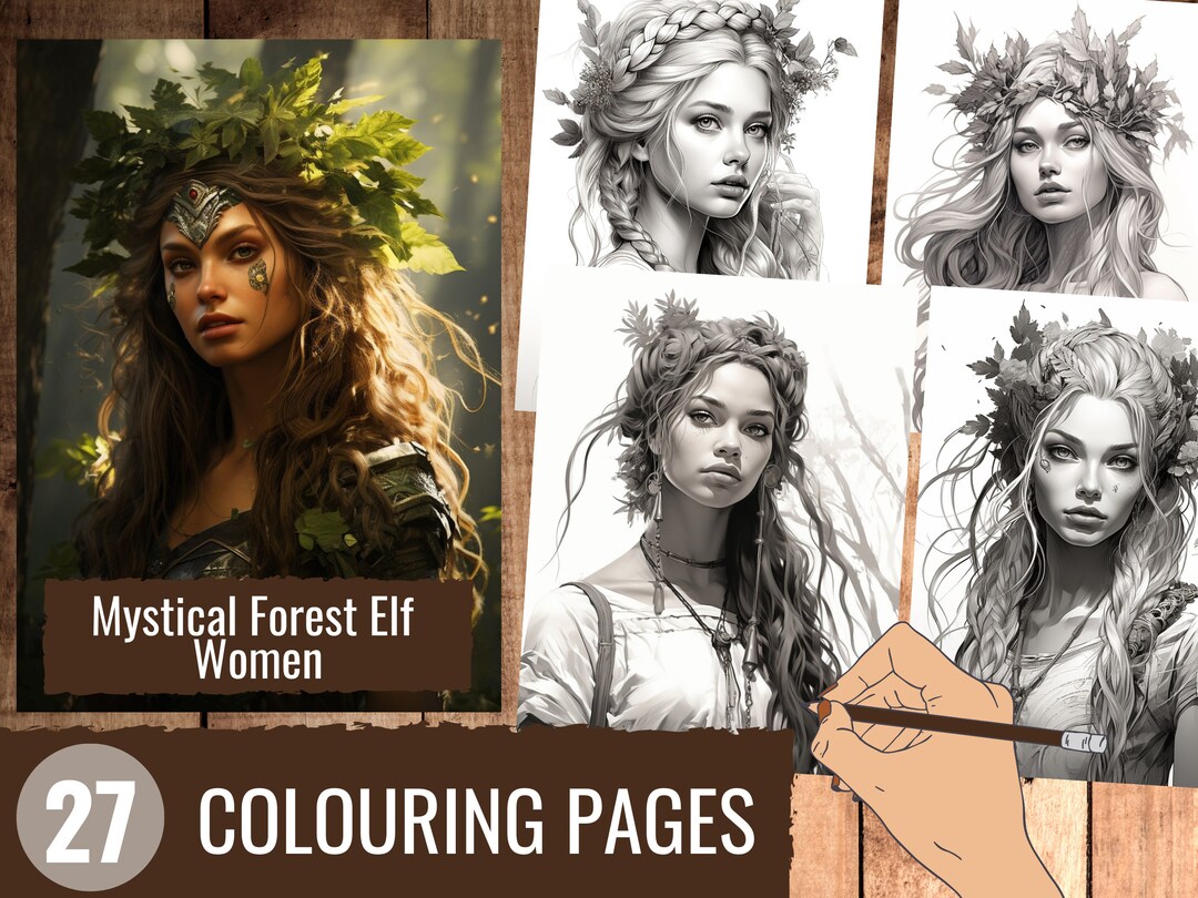 27 Forest Elf Women Coloring Pages and Book - Digital Instant Download ...