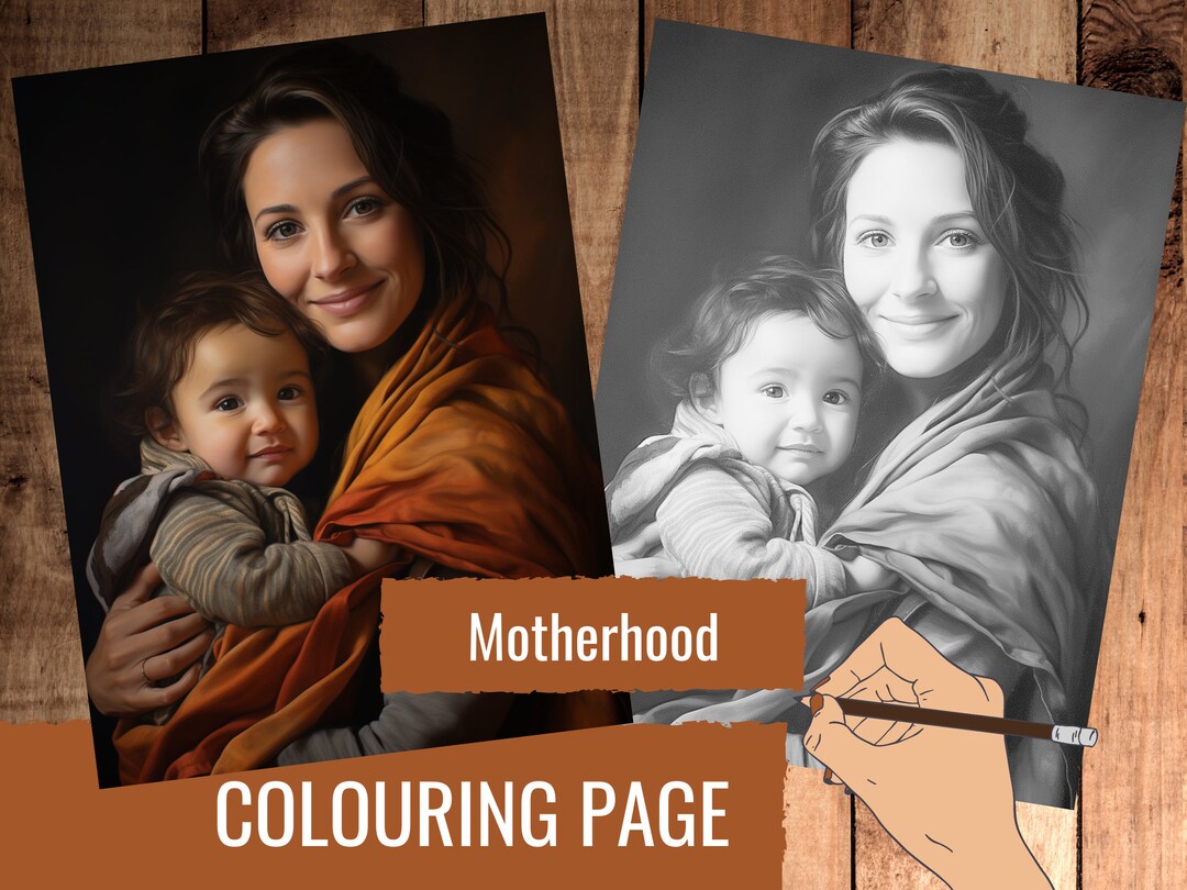 Motherhood Mother and Baby Coloring Page, Adults & Kids- Instant ...