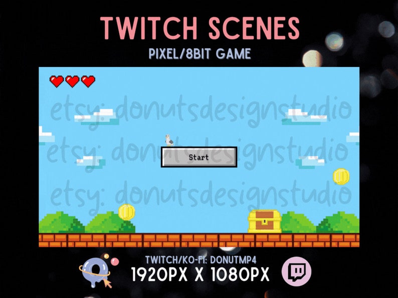 Pixel Game Twitch Scenes / Starting Soon / Ending Soon / 8bit Throwback ...