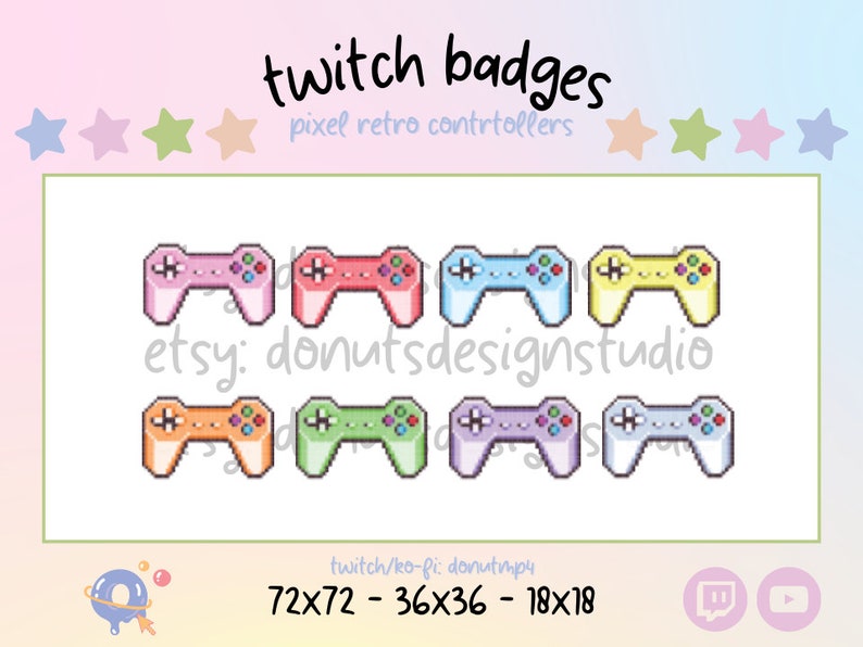 Cute Pixel Controller Twitch Badges / Subscriber Badges / Bits - Etsy