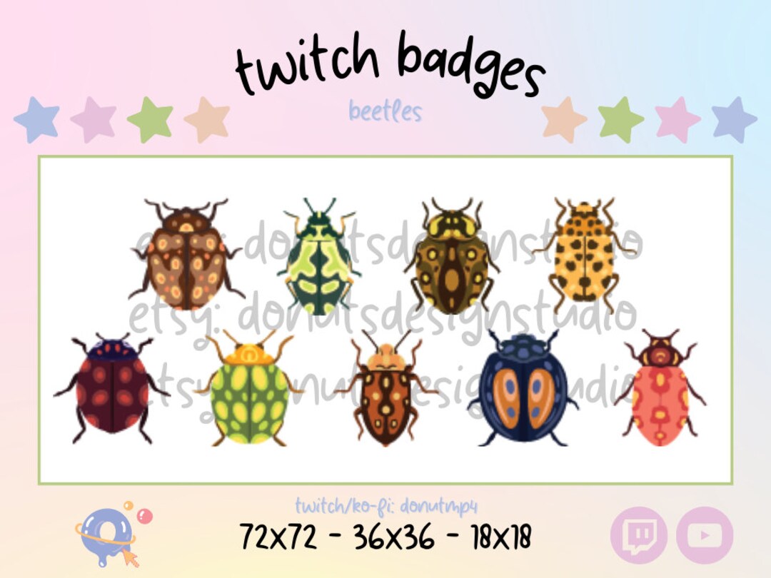 Cute Beetle Twitch Badges / Subscriber Badges / Bits Badges / Twitch ...