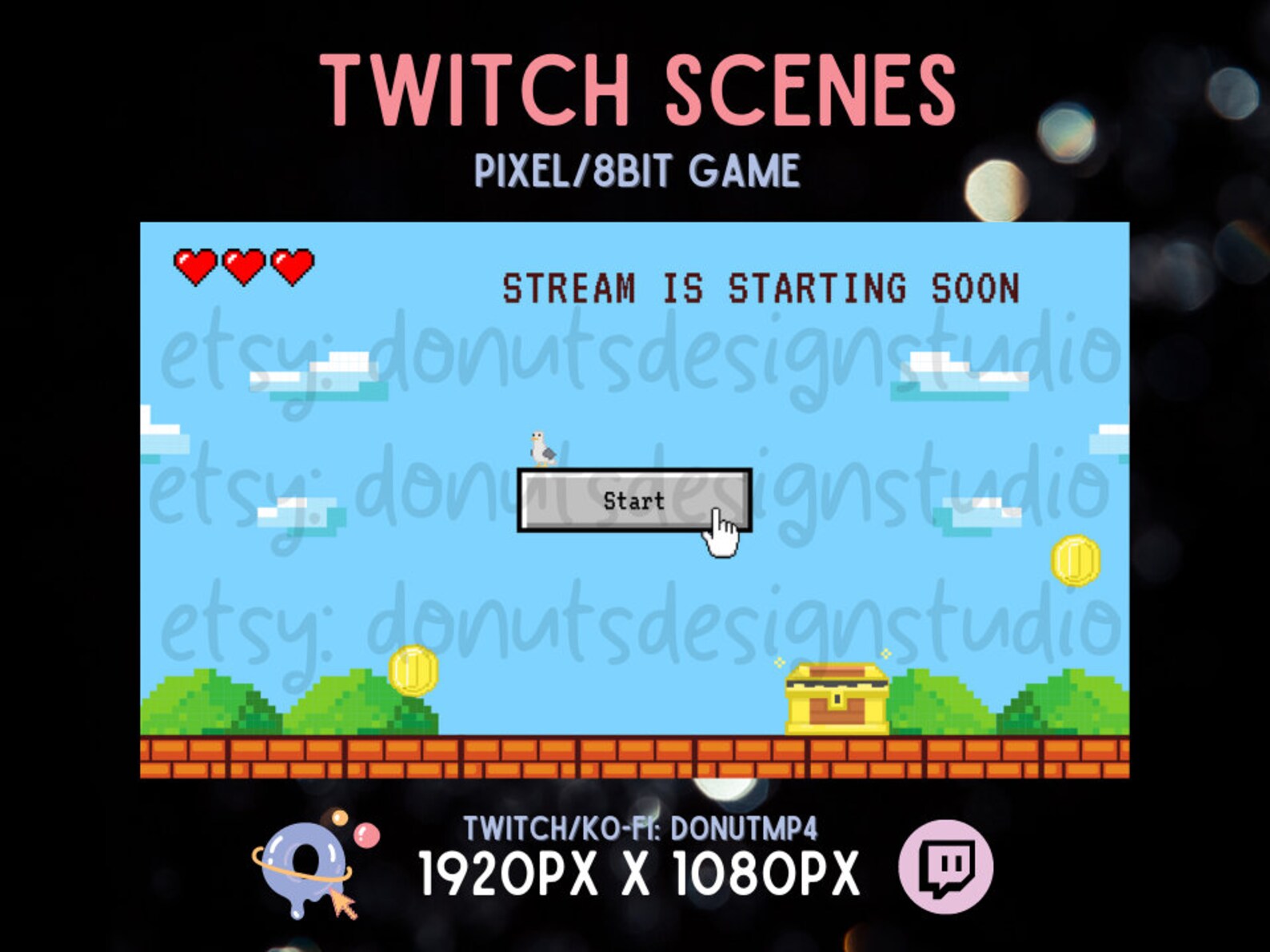 Pixel Game Twitch Scenes / Starting Soon / Ending Soon / 8bit Throwback ...