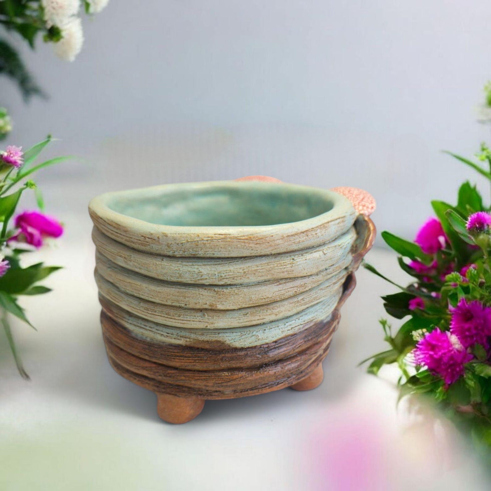Handmade Ceramic Mushroom Planter Pot – Whimsical Indoor Flower Pot ...