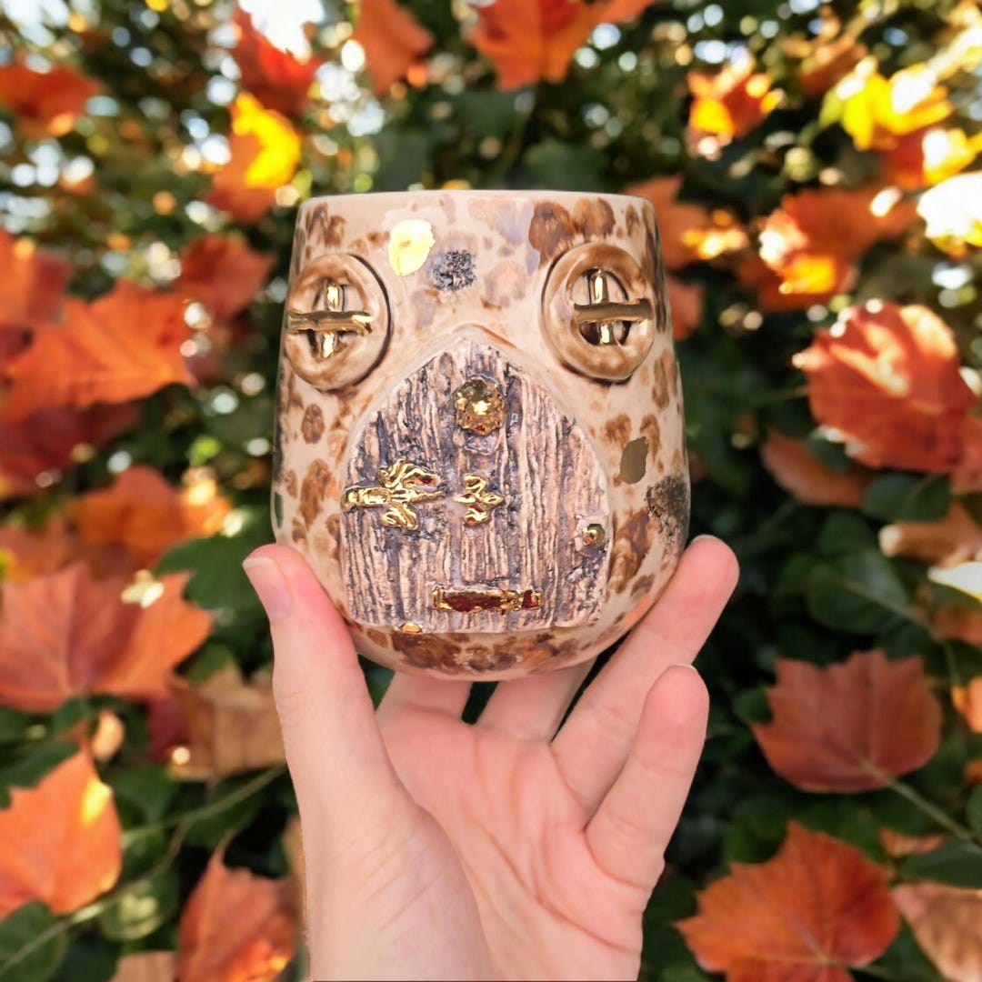 Handmade Gold Gilded Ceramic Glass – Unique Home Themed Kitchen Gift ...