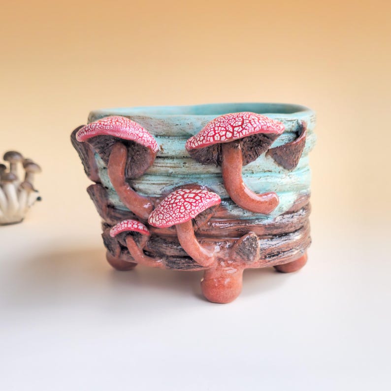 Hand Sculpted Mushroom Planter | Ceramic Artisan Fantasy Pot ...