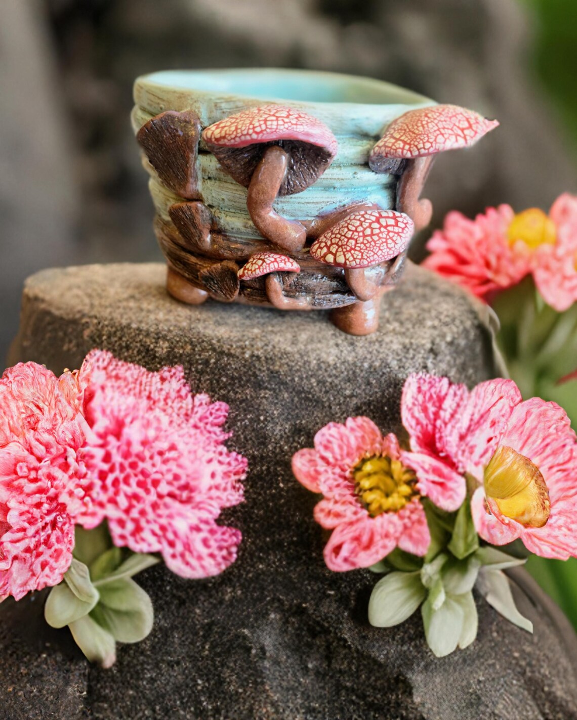 Handmade Ceramic Mushroom Planter Pot – Whimsical Indoor Flower Pot ...