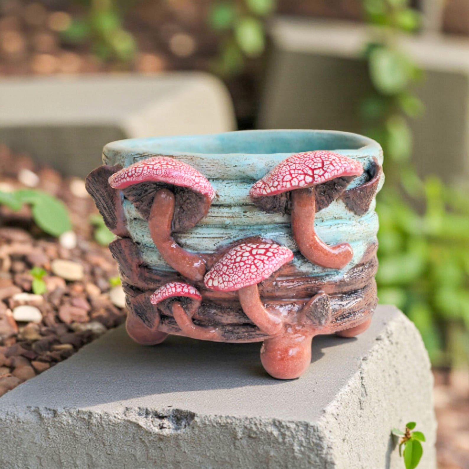 Hand Sculpted Mushroom Planter | Ceramic Artisan Fantasy Pot ...