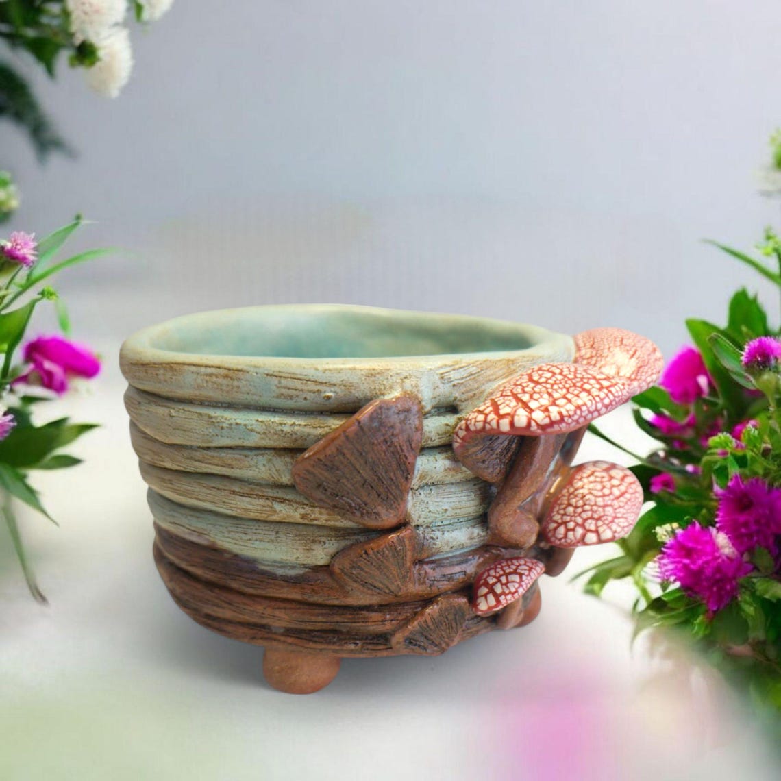 Handmade Ceramic Mushroom Planter Pot – Whimsical Indoor Flower Pot ...
