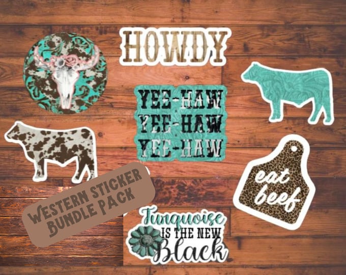 Howdy Western Decal Sticker // Tooled Leather / Cowhide / Serape - Etsy