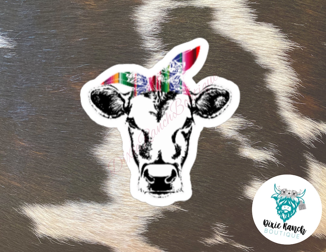 Heifer Wearing Bandana Decal Sticker // Serape // Western - Etsy