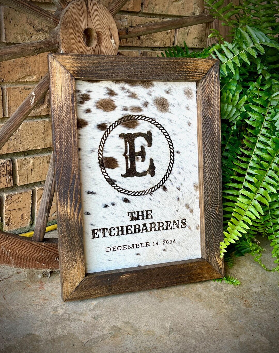 Custom Western Family Name Sign , Genuine Cowhide Wall Art Sign ...