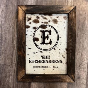 Custom Western Family Name Sign , Genuine Cowhide Wall Art Sign ...