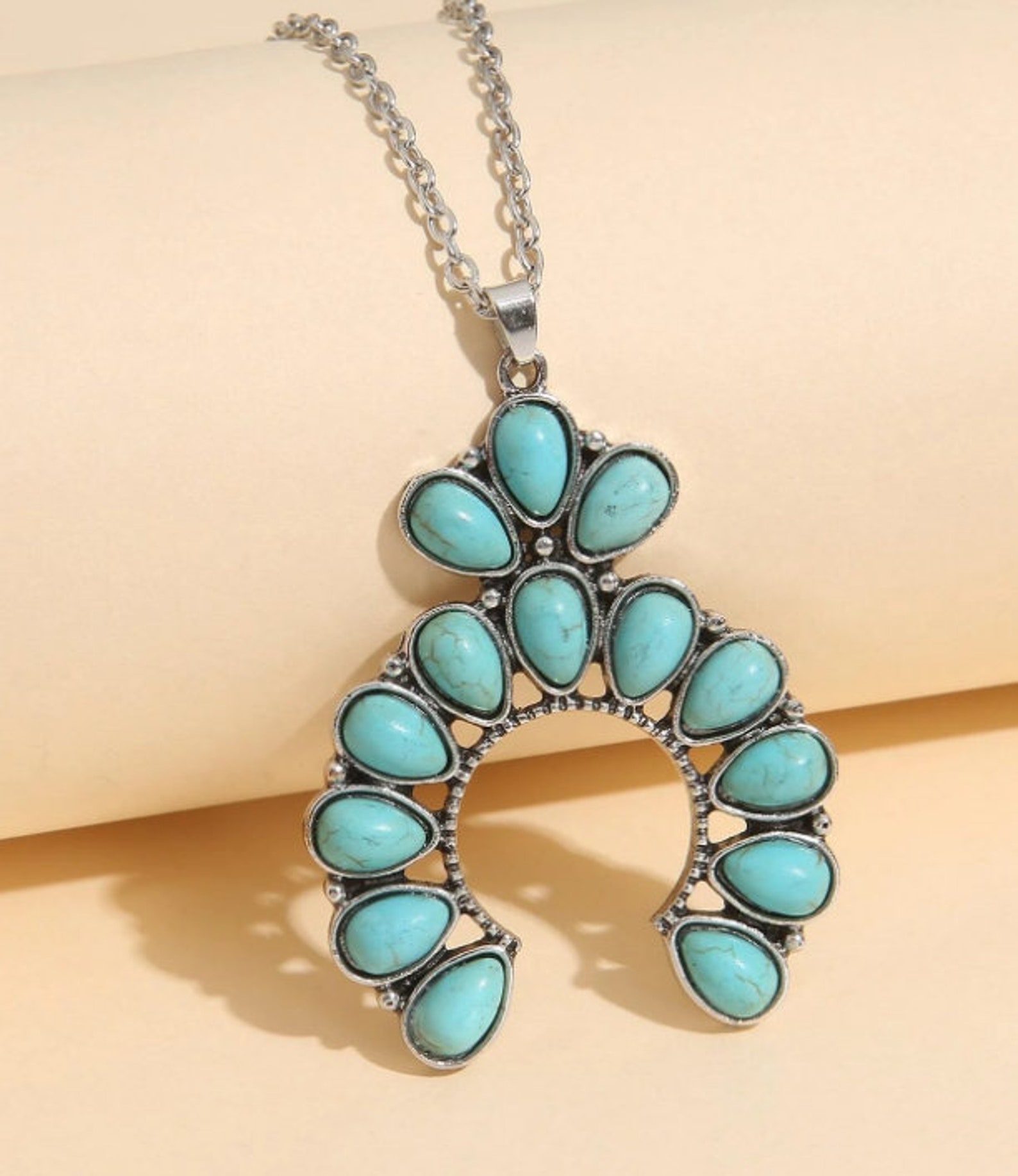 Western Faux Turquoise Cluster Broach Necklace Cowgirl - Etsy