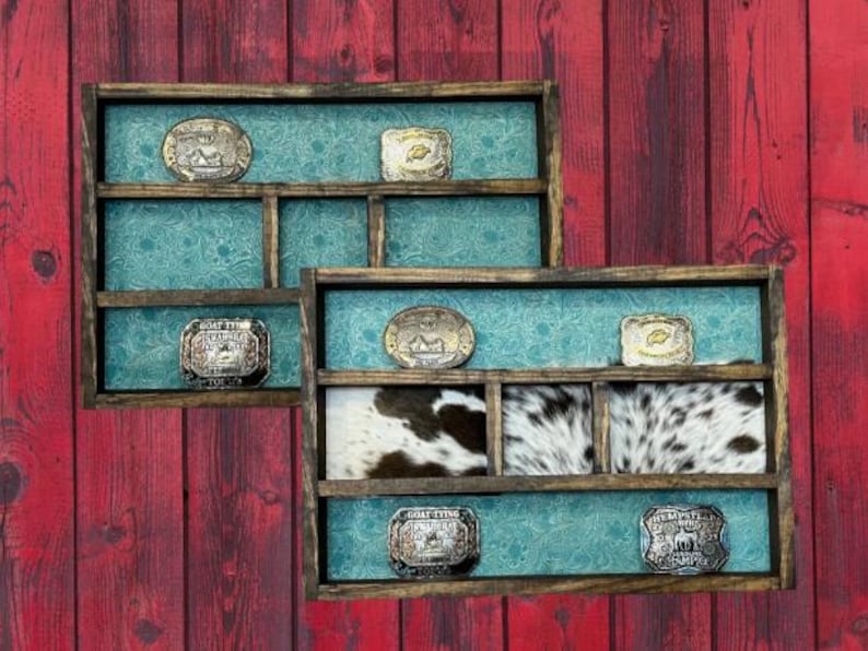 Handcrafted Genuine Cowhide 10 - 12 Belt Buckle Award Display Shelf ...