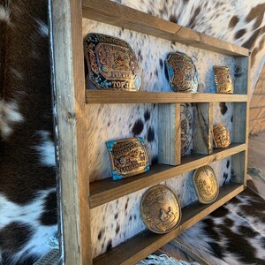 Handcrafted Genuine Cowhide 10 - 12 Belt Buckle Award Display Shelf ...
