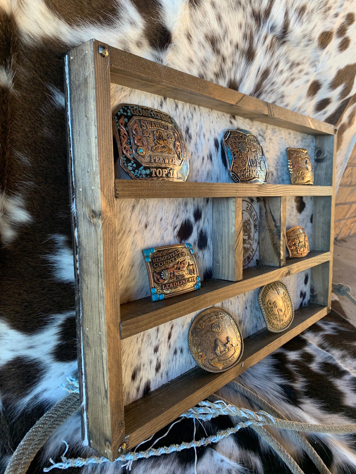 Handcrafted Genuine Cowhide 10 - 12 Belt Buckle Award Display Shelf ...