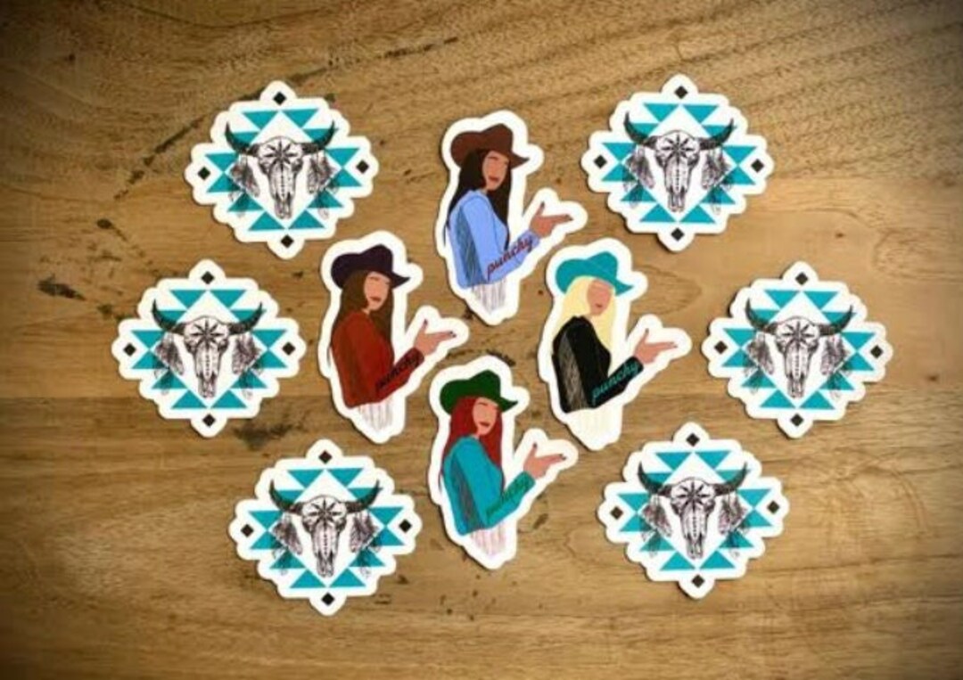 Western Punchy Cowgirl Decal Sticker // Blonde // Red Head // Brunette ...