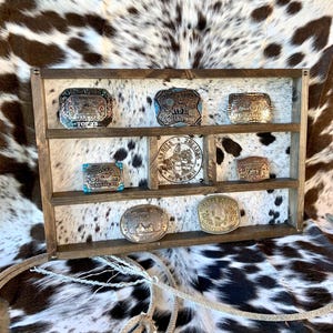 Handcrafted Genuine Cowhide 10 - 12 Belt Buckle Award Display Shelf ...