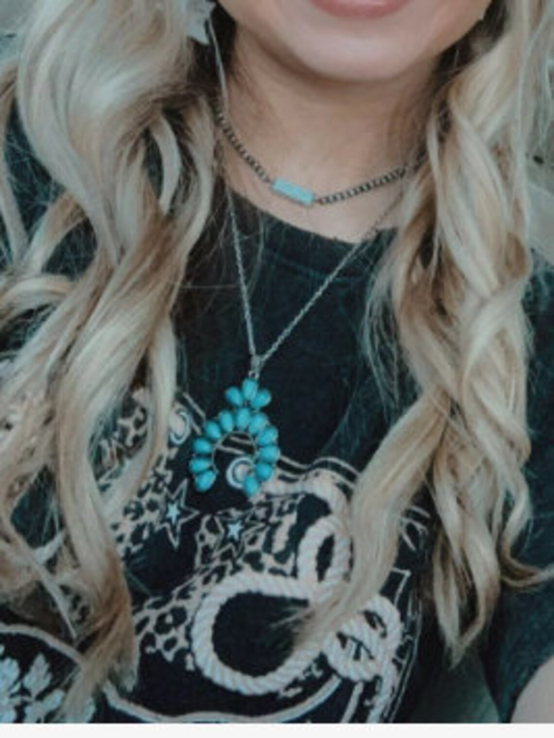 Western Faux Turquoise Cluster Broach Necklace Cowgirl - Etsy